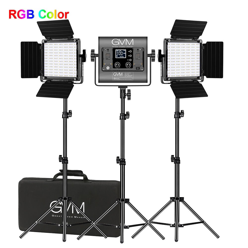 GVM-800D 40W Bi-color and RGB Video Panel Light 3 Light Kit