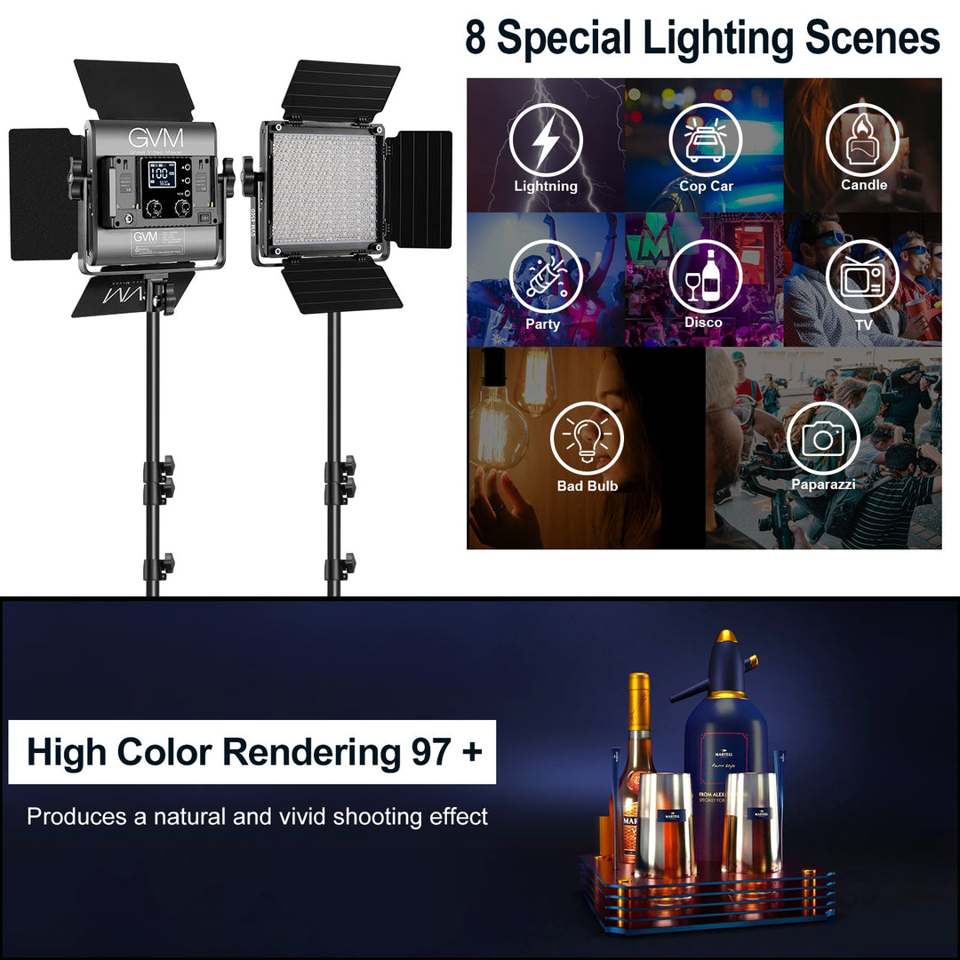 GVM 850D rgb led studio video light kit(2-light kit) – HAO SHEN ...