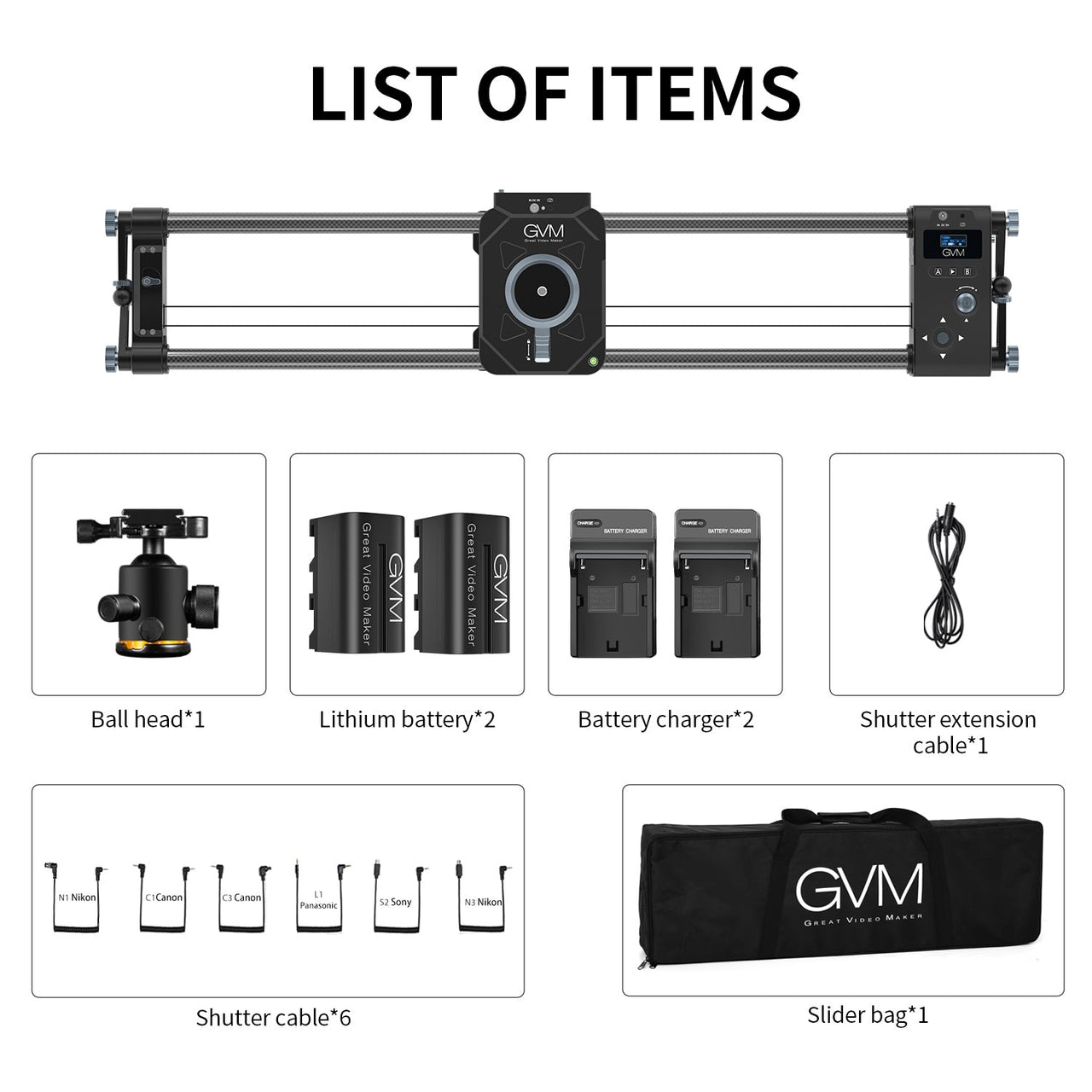 GVM Professional Brushless 2 Axis Carbon Fiber Motorized Camera Slider ...