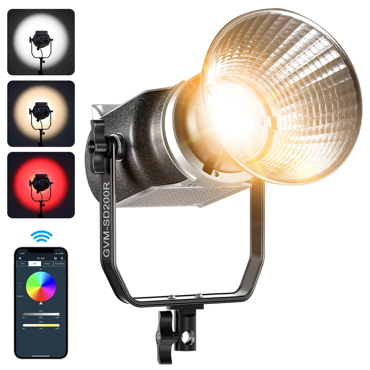 GVM SD200R RGB Bi-Color LED Video Light Monolight – GVMLED