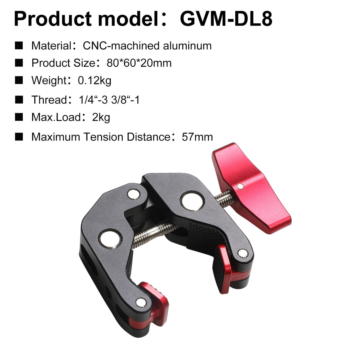 GVM Super Crab Clamp, Magic Arm Gripper Clamp with 1/4 and 3/8 Thread ...